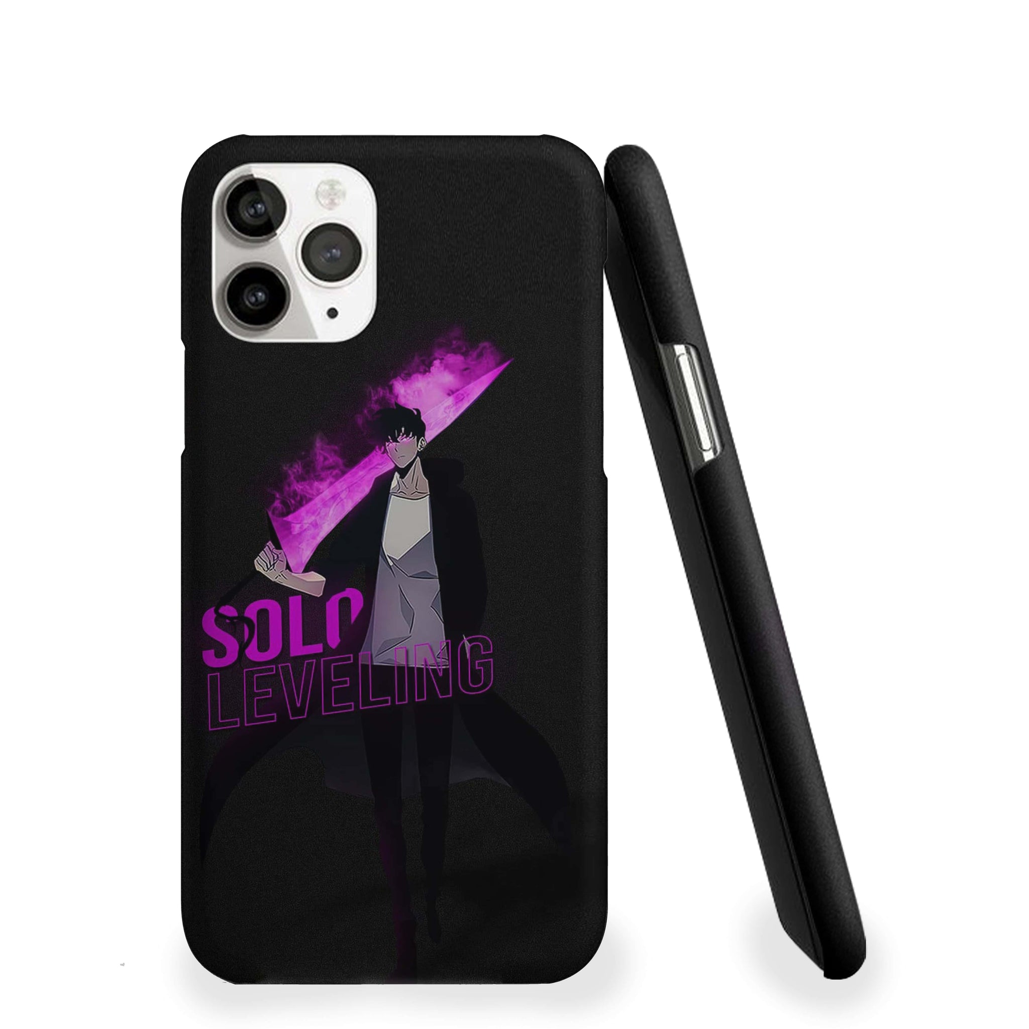 Solo Leveling with a glowing magenta-purple sword Phone Cover